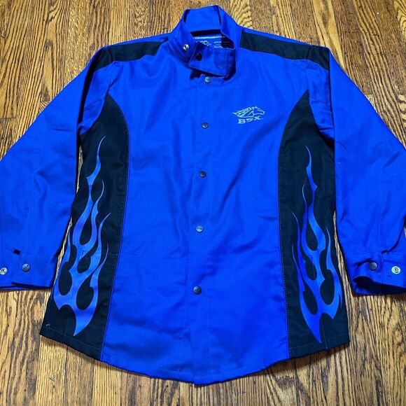 Black Stallion | Jackets & Coats | Bsx Wear Blue Black Flame Fire ...
